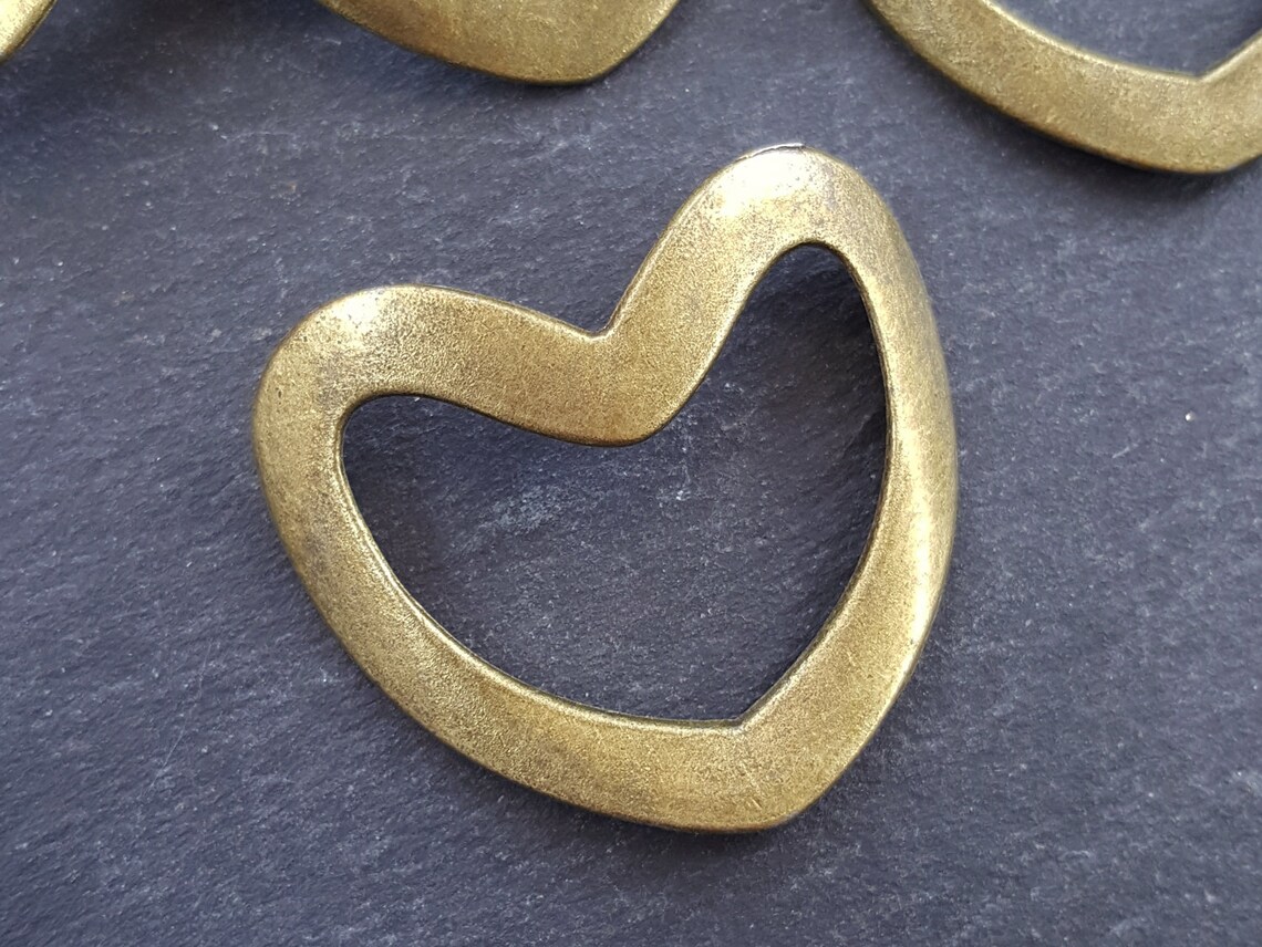 Large Curved Heart Loop Link Pendant Smooth Frame Antique - Etsy