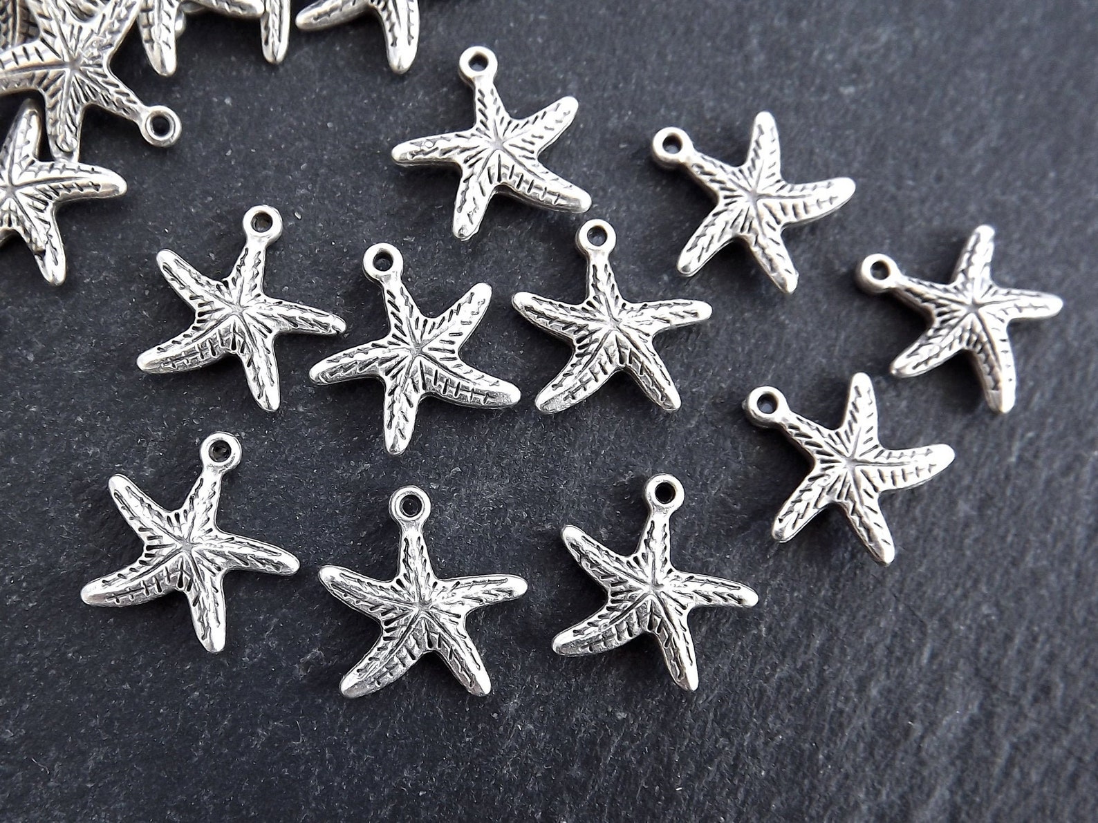 Tiny Silver Starfish Charms Beach Star Nautical Marine - Etsy