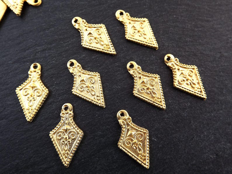Arrow Shield Spear Head Spike Charms Tribal Ethnic 22k Matte | Etsy