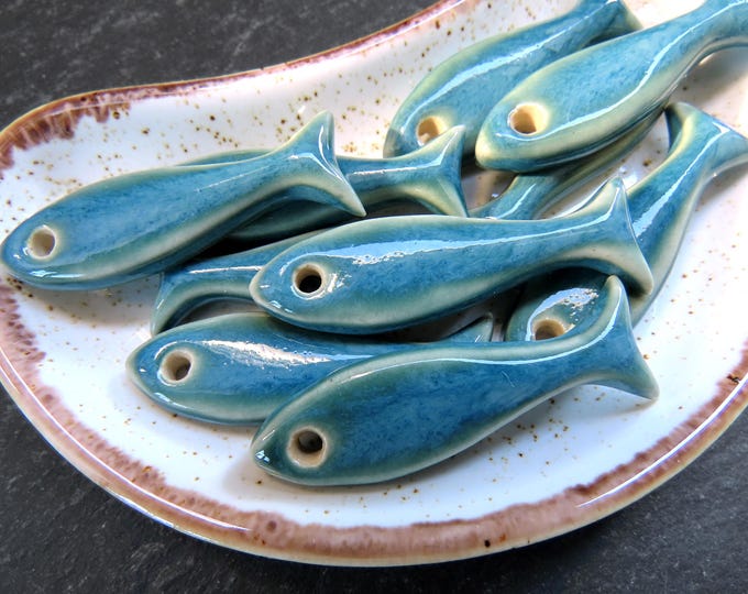Mini Sardine Fish Charms, Turquoise Blue Nautical Beach Pendant ...