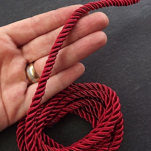 5mm Burgundy Rope, Garnet Red, Cord, Twisted Cord, Rayon, Satin, Rope ...