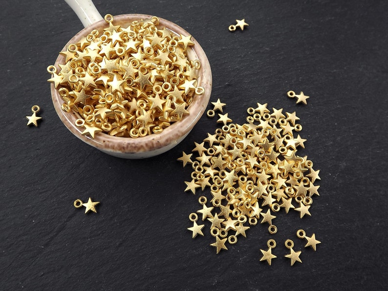 20 Mini Puff Star Charms, Gold Star Charm, Tiny Charms, Drop Charm ...