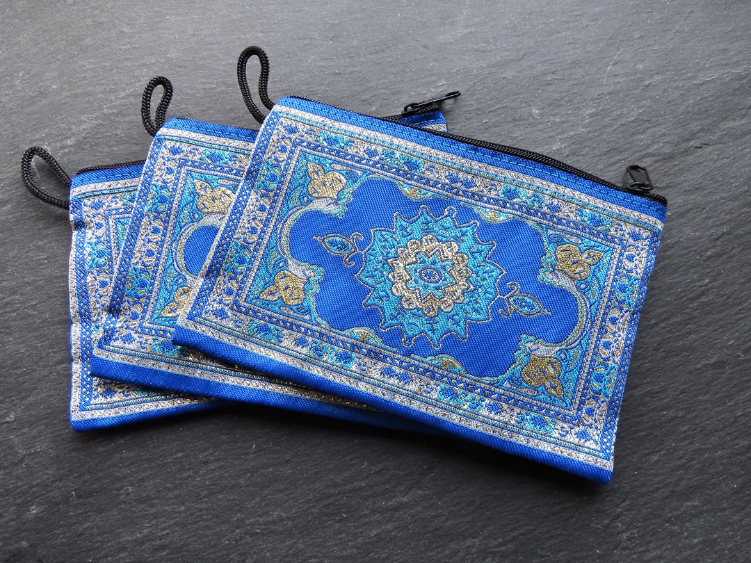 Kilim Zip Coin Pouch Purse, Turkish Embroidery Fabric Zipper Bags ...