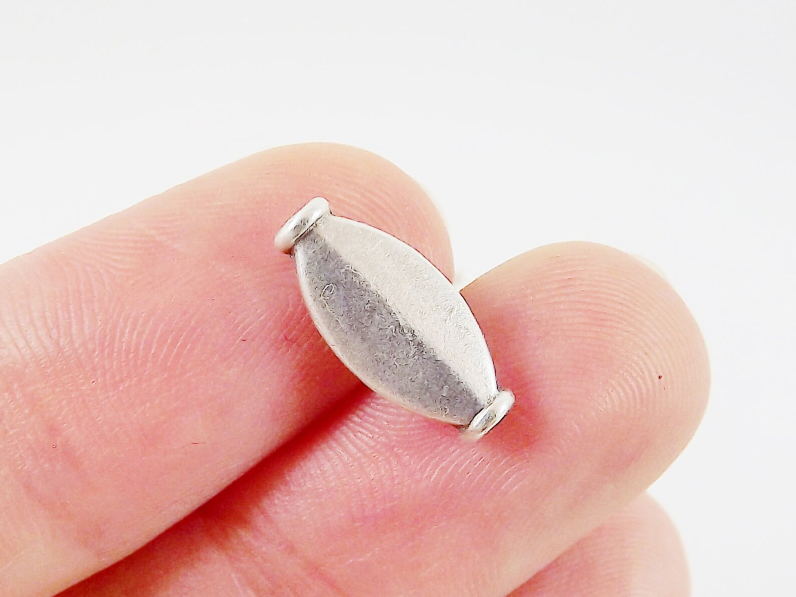 NEW 10 Ellipse Bead Matte Silver Plated Beads Spacers | Etsy