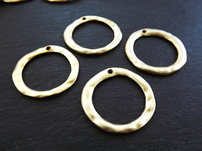 Gold Loop Charms, Organic Ring Charms, Round Loop, Flat Loop, Loop ...