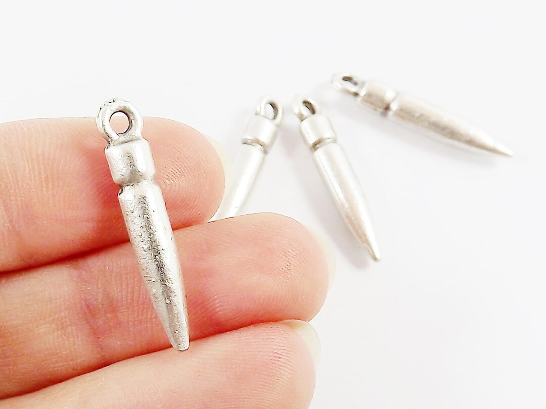 Medium Silver Spike Charms, Spike Pendants, Ethnic Tribal Boho Bohemian ...