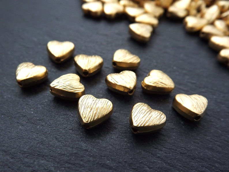 Gold Heart Beads Textured Heart Bead Spacers Bracelet Beads | Etsy