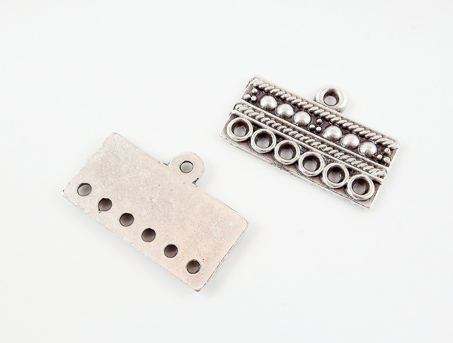 2 Dotted Rectangle Multi Strand Link Connector Matte Silver | Etsy