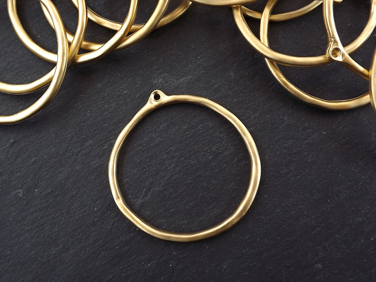 Gold Loop Pendant Large Gold Loop Gold Ring Pendant Link - Etsy