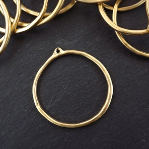 Gold Loop Pendant, Large Gold Loop, Gold Ring Pendant Link Connector ...