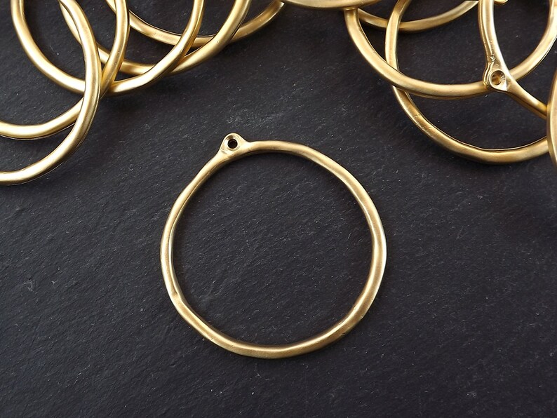 Gold Loop Pendant Large Gold Loop Gold Ring Pendant Link - Etsy