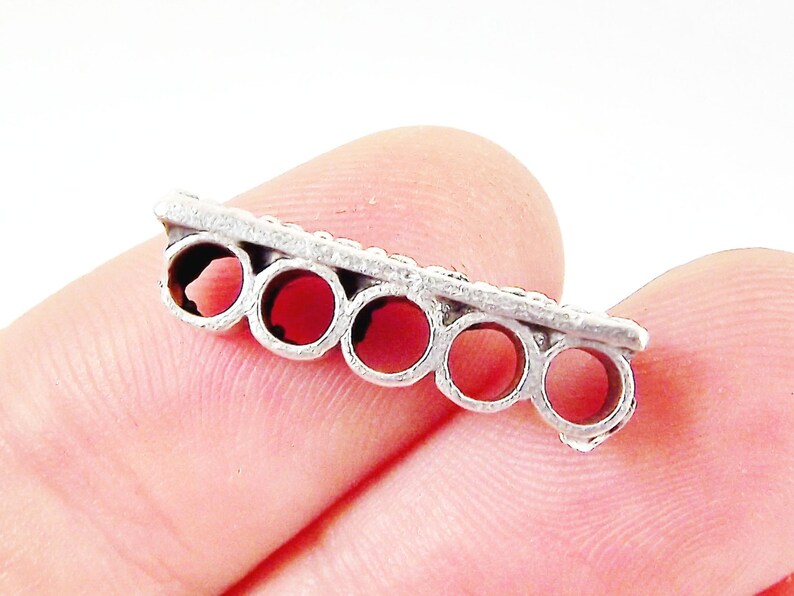 5 Strand Rectangle Bead Divider Spacer Matte Silver Plated - Etsy