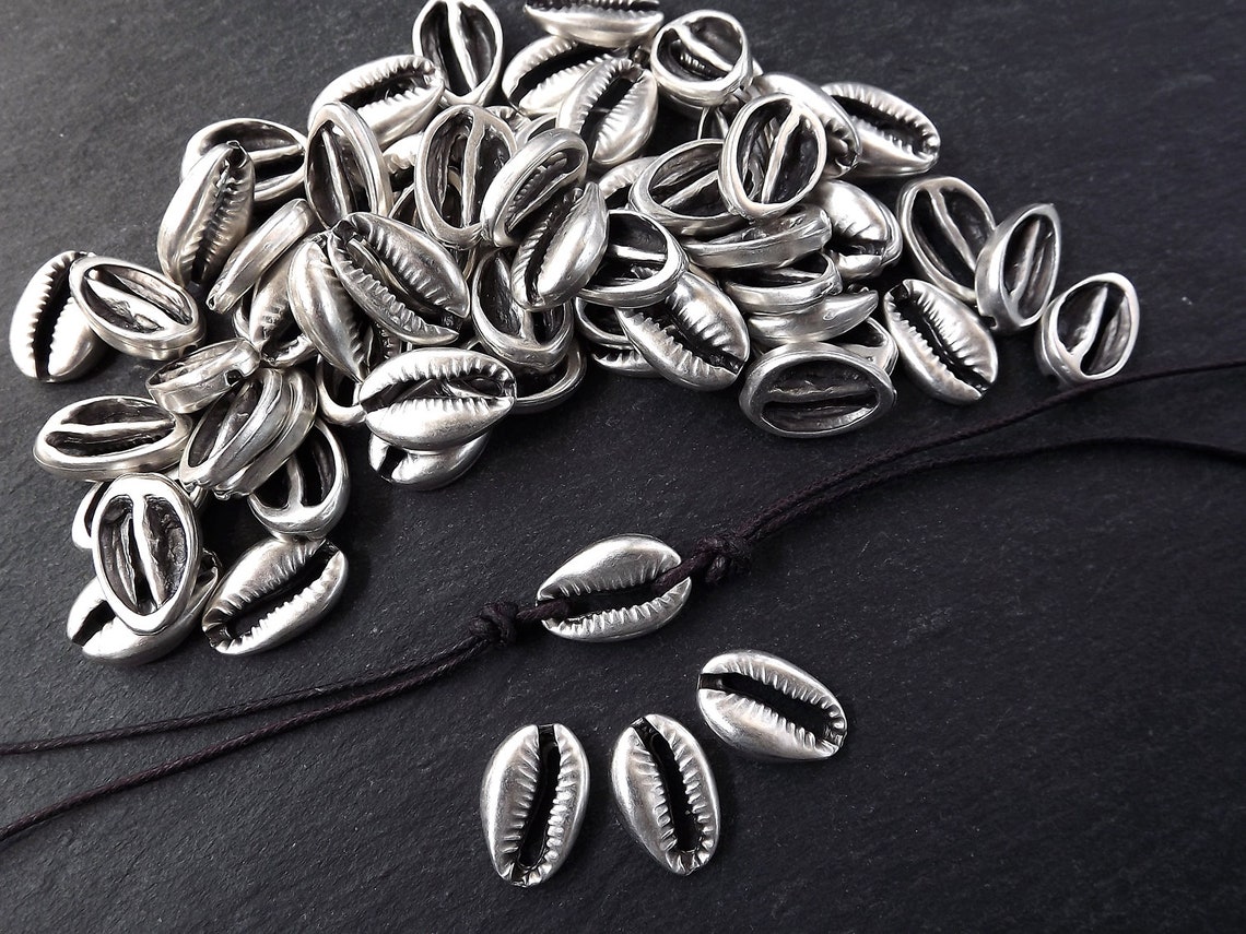 Cowrie Shell Charms Silver Shell Charms Seashell Shell | Etsy