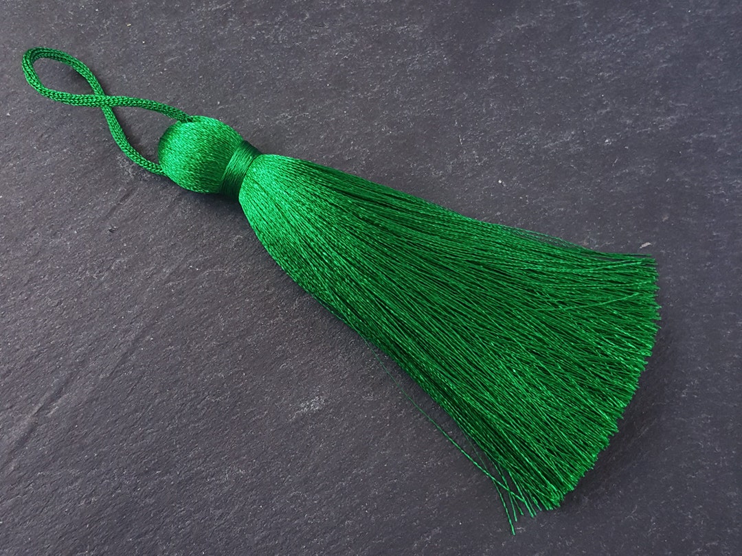 Extra Large Thick Emerald Green Silk Thread Tassel, Green Tassel ...