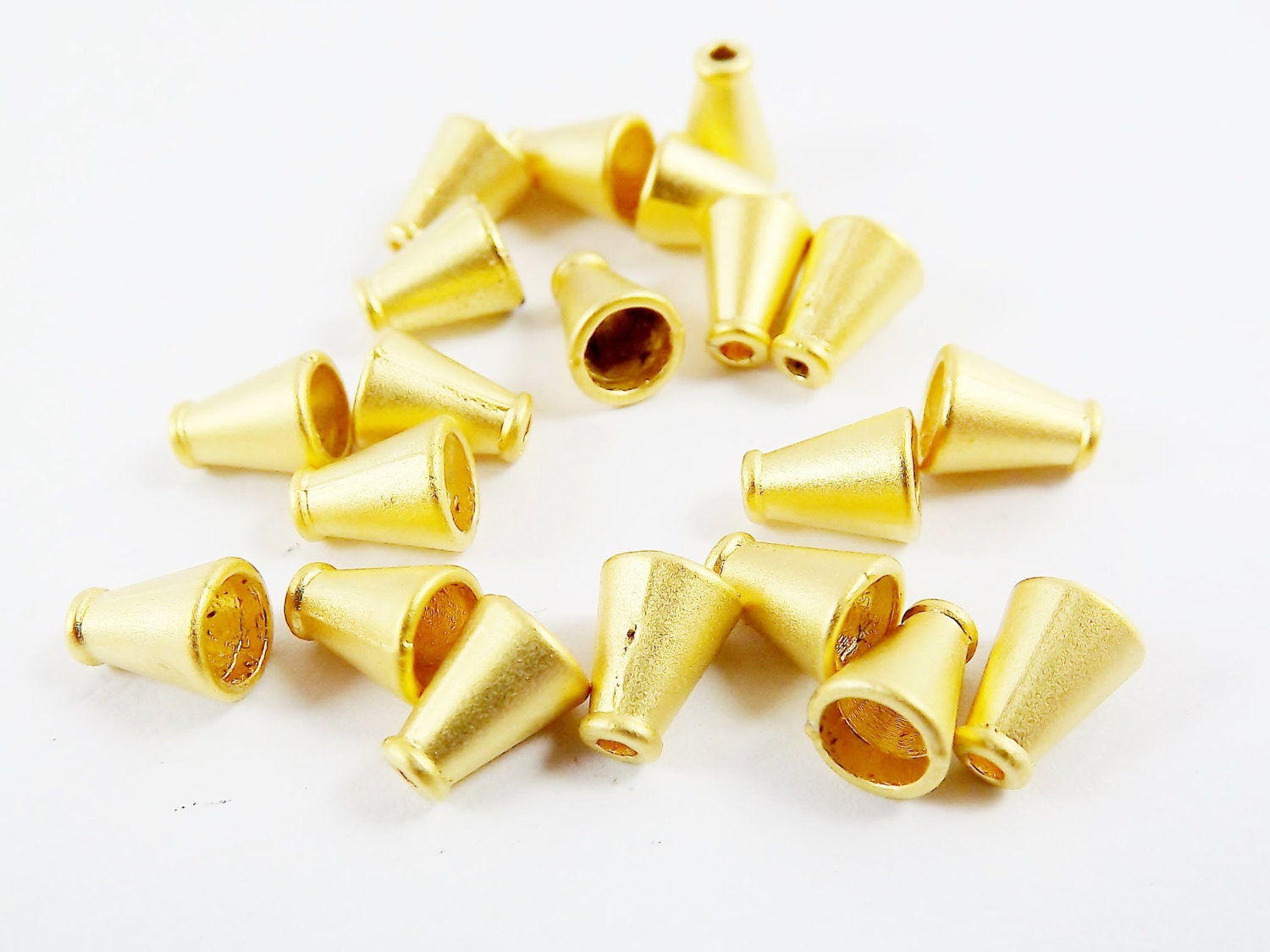 20 Mini Cone Round Bead Caps 22k Matte Gold Plated - Etsy