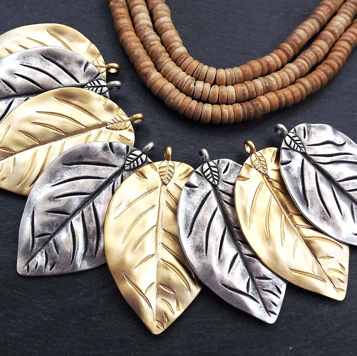 Large Gold Leaf Pendant, Fall Jewelry, Fall Pendant, Necklace Pendant ...