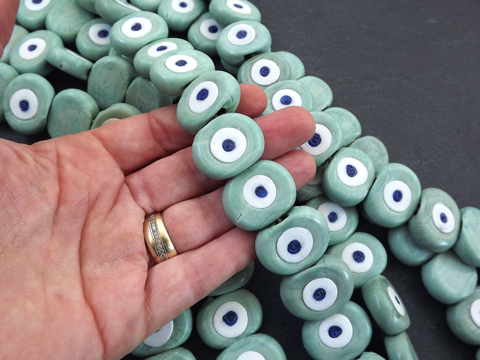 6 Seafoam Green Evil Eye Nazar Glass Bead Aqua Traditional - Etsy
