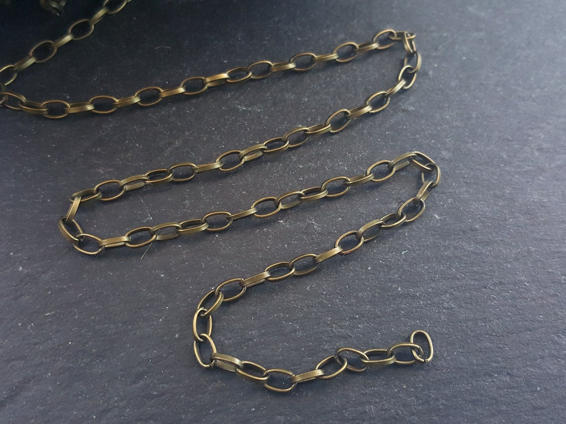 4 X 6mm Flat Link Cable Chain Oval Bronze Chain Bracelet - Etsy