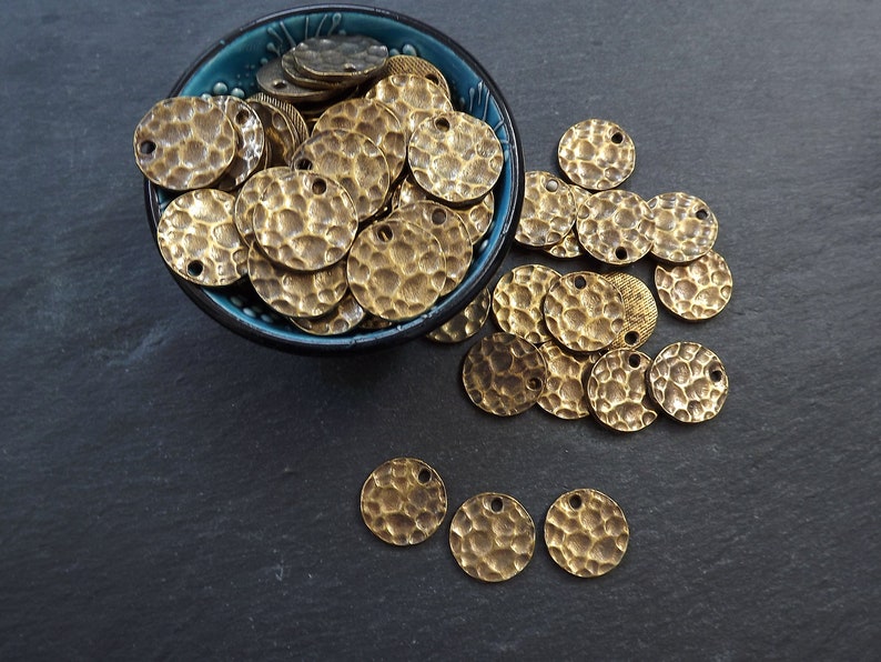 Hammered Bronze Pendant Hammered Disc Charms Round Hammered - Etsy