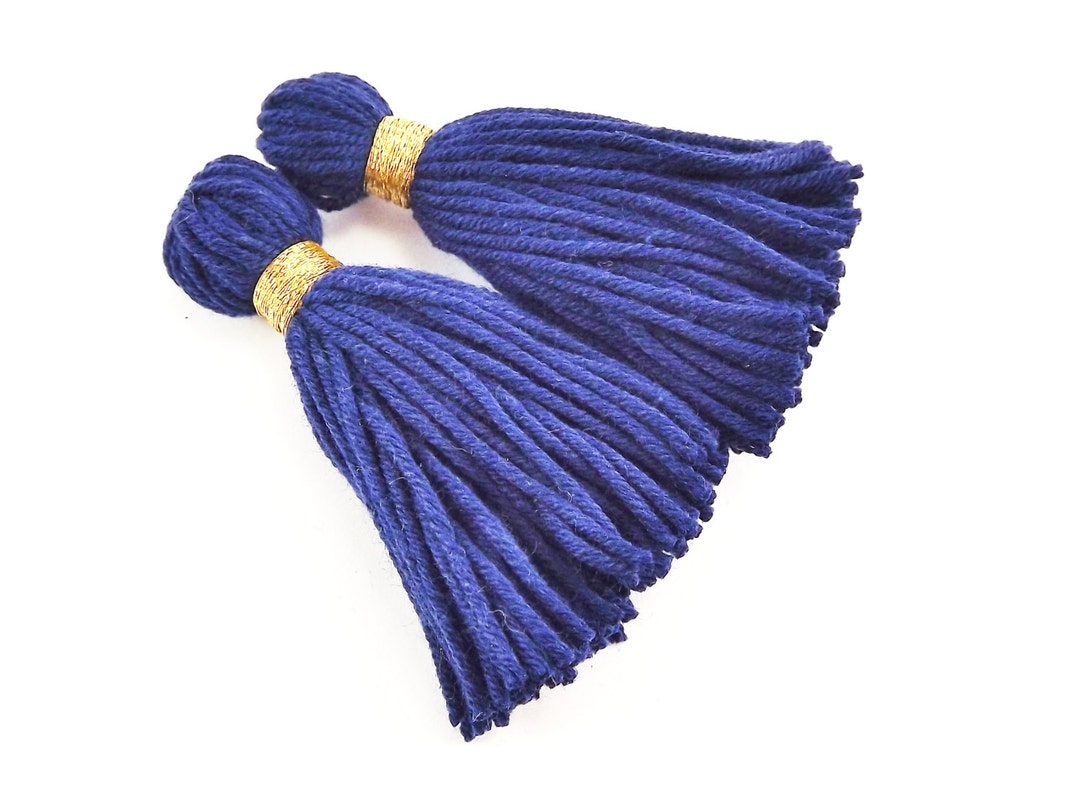 Long Navy Handmade Wool Thread Tassels - 3 Inches - 75mm - 2 Pc - Etsy