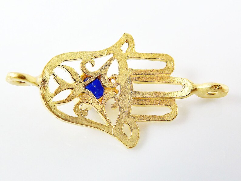 Hamsa Hand of Fatima Connector With Royal Blue Jade Stone - Etsy