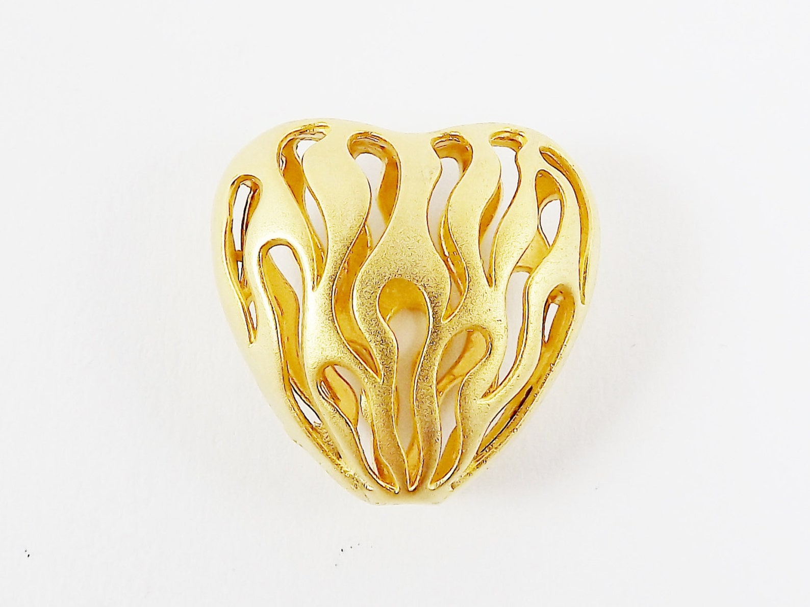 Large Heart Fretwork Hollow 22k Matte Gold Plated Bead Spacer - 1pc - Etsy