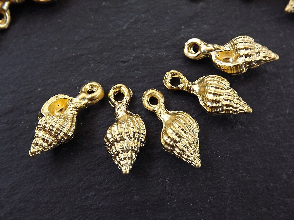 Conch Shell Charms Gold Shell Charms Mini Conch Shell Shell - Etsy