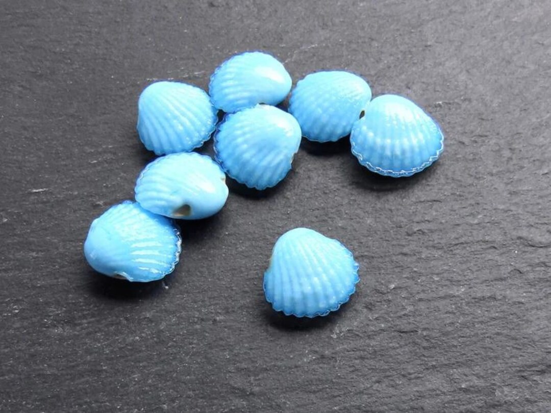 Glass Scallop Shell Bead, Handmade Murano Pressed Clam Beach Spacer ...