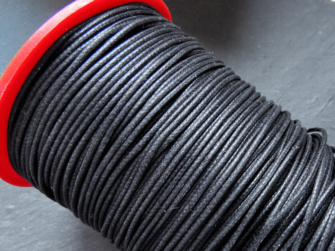 2mm Black Waxed Cotton Cord, Black Braided Cord, Macrame Beading ...