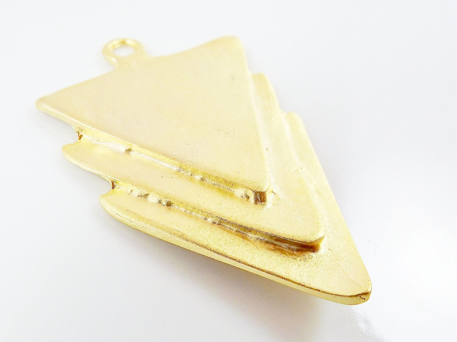 Triple Triangle Minimalist Geometric Pendant 22k Matte Gold - Etsy