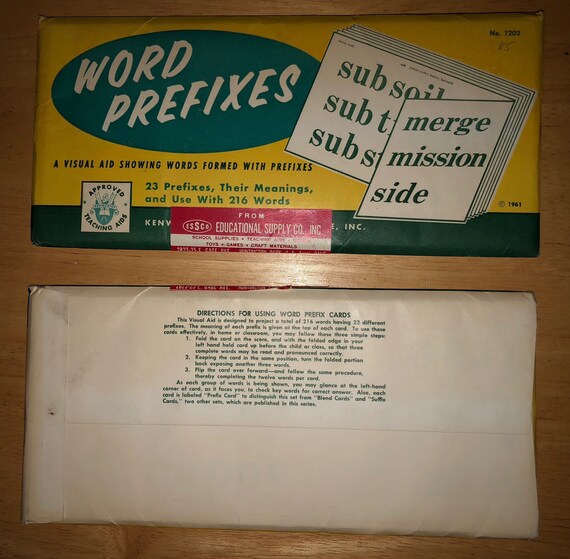 Vintage 1961 Word Prefixesflash Cards by Kenworthy Reading - Etsy