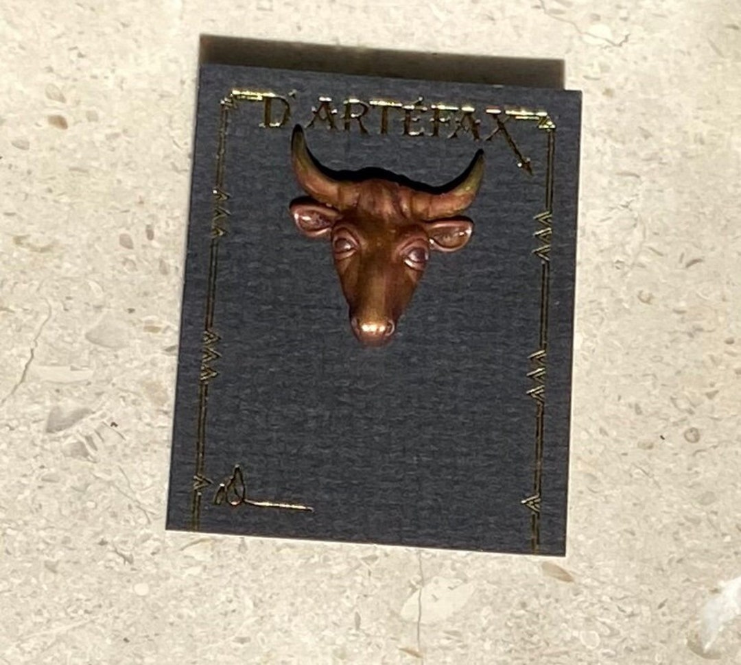 Vintage Bronze Bull Pin by Dian Weeks - Etsy
