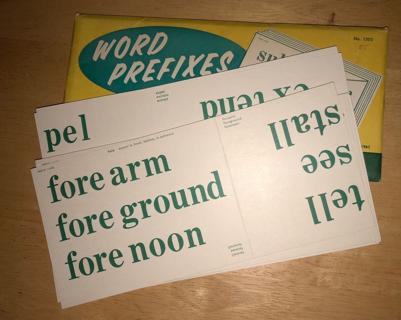 Vintage 1961 Word Prefixes-flash Cards by Kenworthy Reading - Etsy