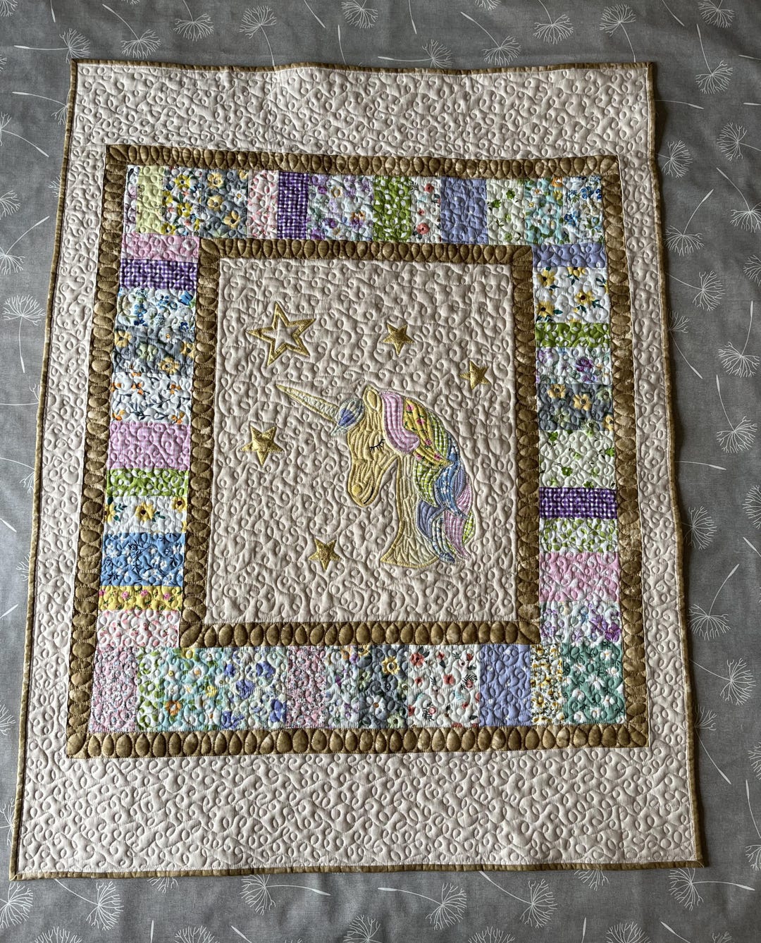 Unicorn Applique Baby Quilt: Patchwork Cot Play Mat - Etsy UK