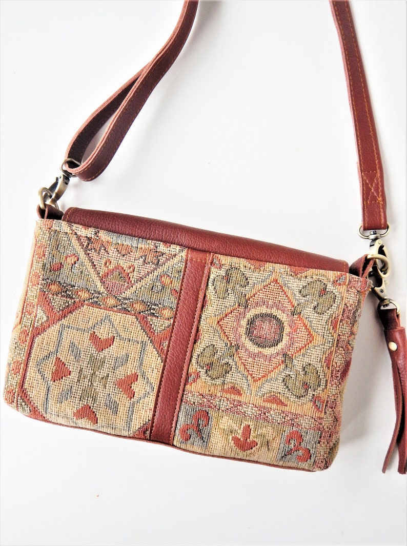 Leather and Tapestry Crossbody Bag or Shoulder Bag. Southwest | Etsy