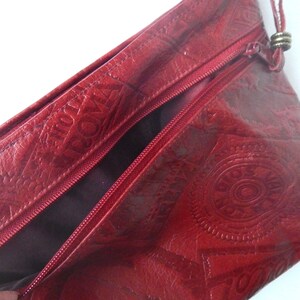 Dark Red Embossed Leather Crossbody or Shoulder Bag. Vine and Branch ...