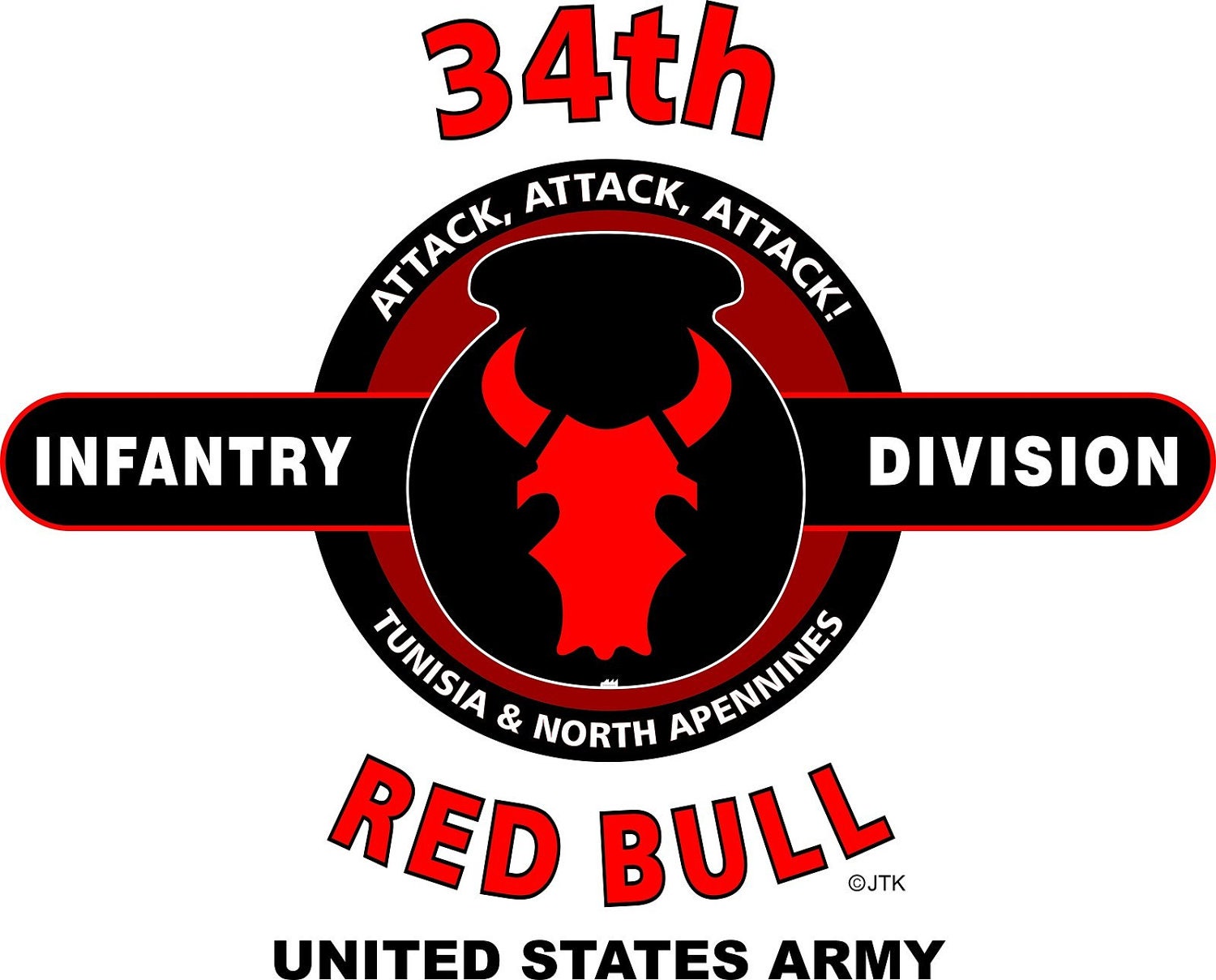 34th Infantry Division-red Bull Division-united States Army White Shirt ...