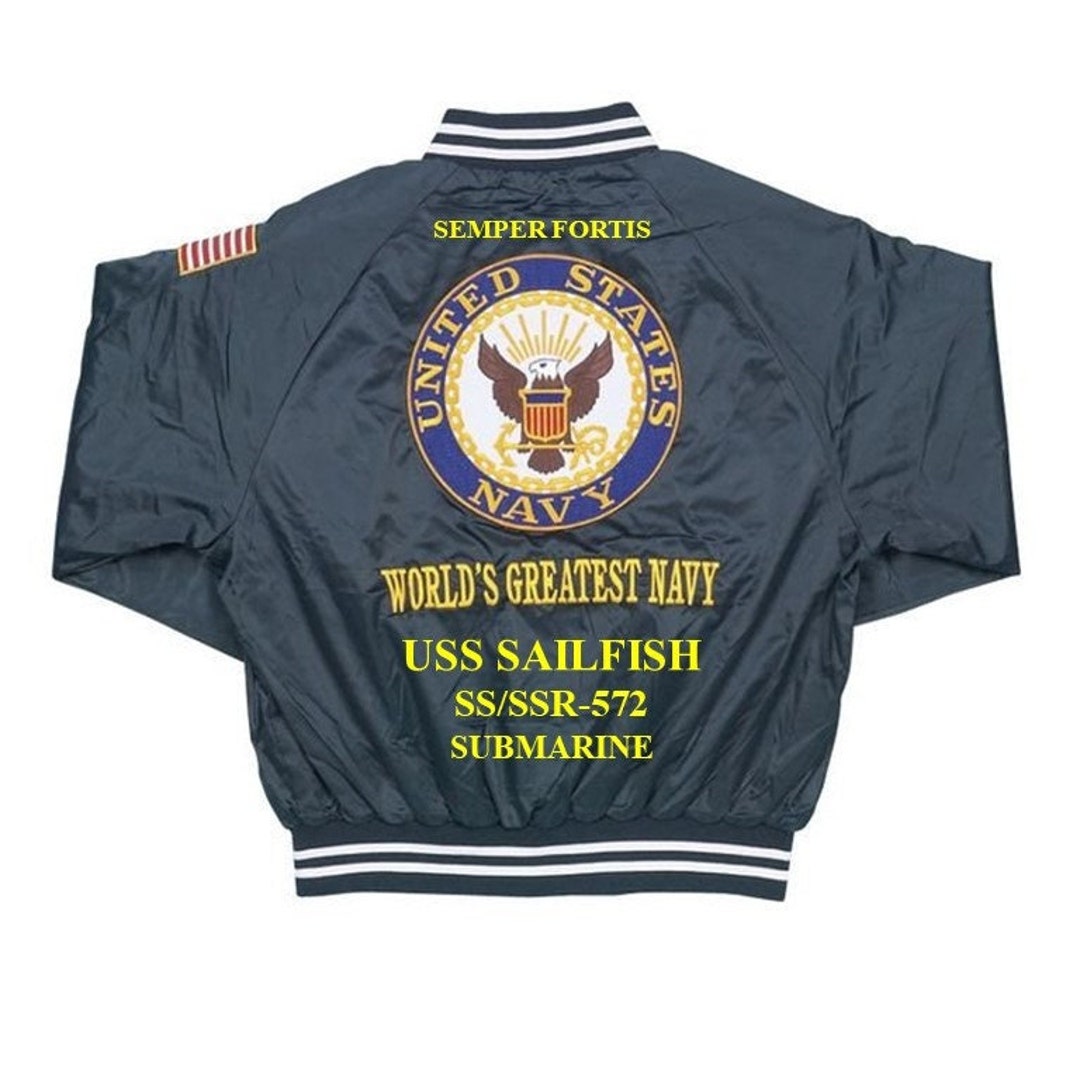 USS Sailfish SS/SSR-572 Submarine * Navy Embroidered 1-sided Satin Jacket (back Only) Officially ...