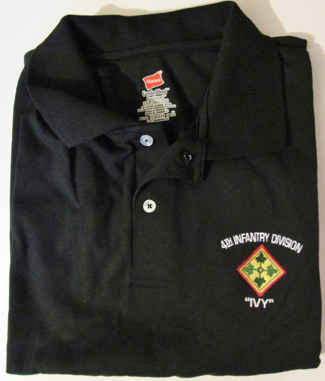 4th Infantry Division "ivy Division" Emblem-embroidered Black Polo-golf ...