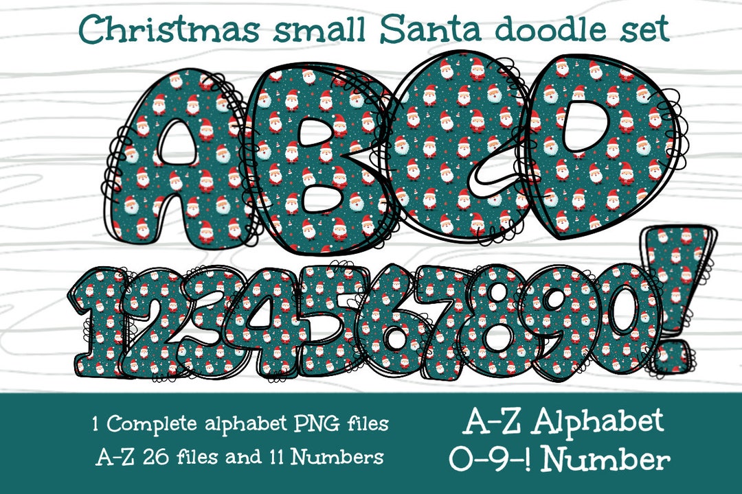 Christmas Santa Doodle Alphabet PNG, Bulletin Board Letters (digital ...