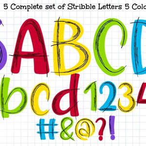 Scribble Letters,coloful Doodle Alphabet,doodle Sublimation,png Font ...
