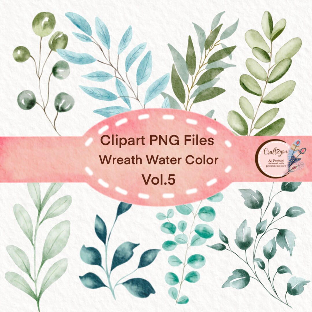 Wreath Watercolor Flower Painted Frame Clipart. Greenery Wreath ...