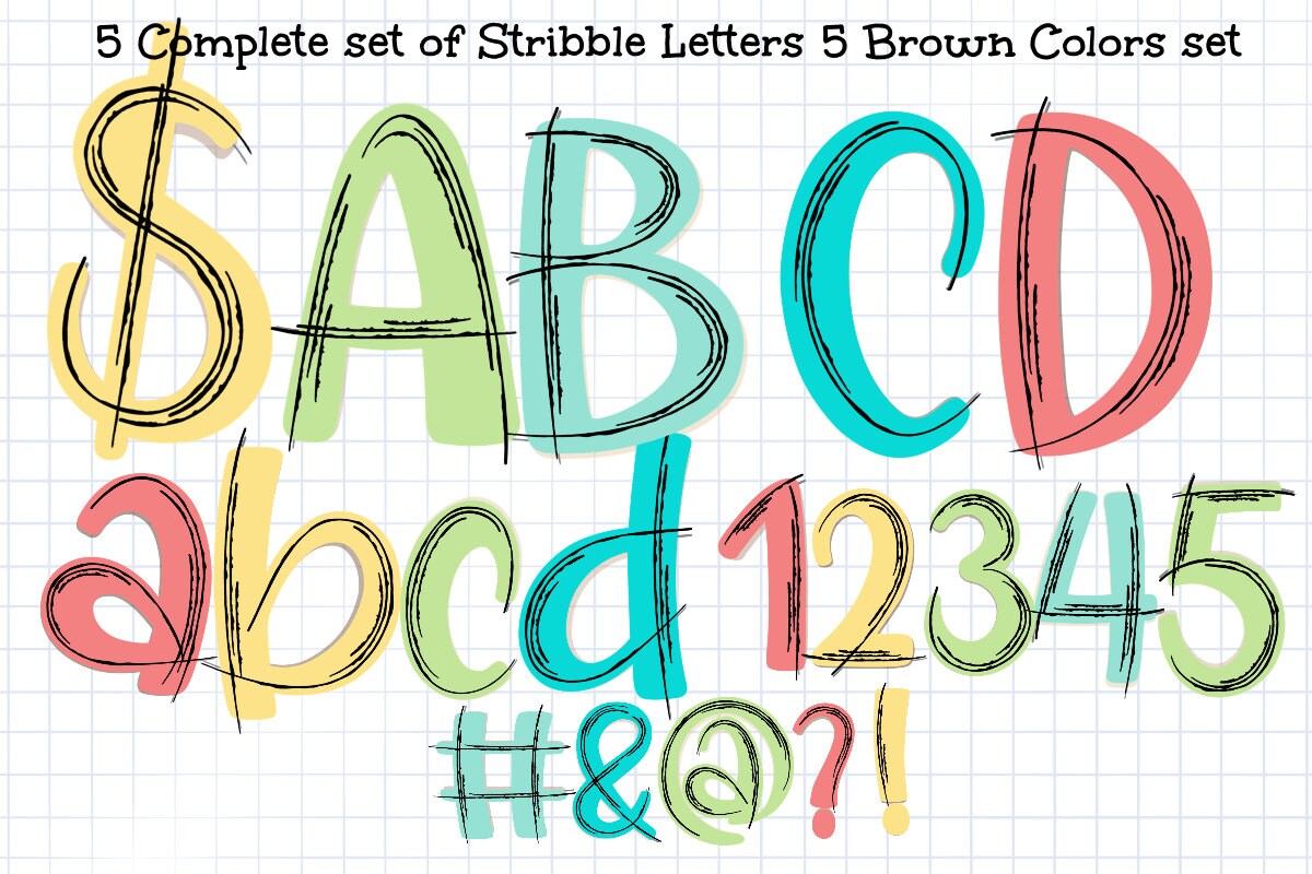 Pastel Scribble Font, Doodle Alphabet PNG Clipart (digital Download) - Etsy