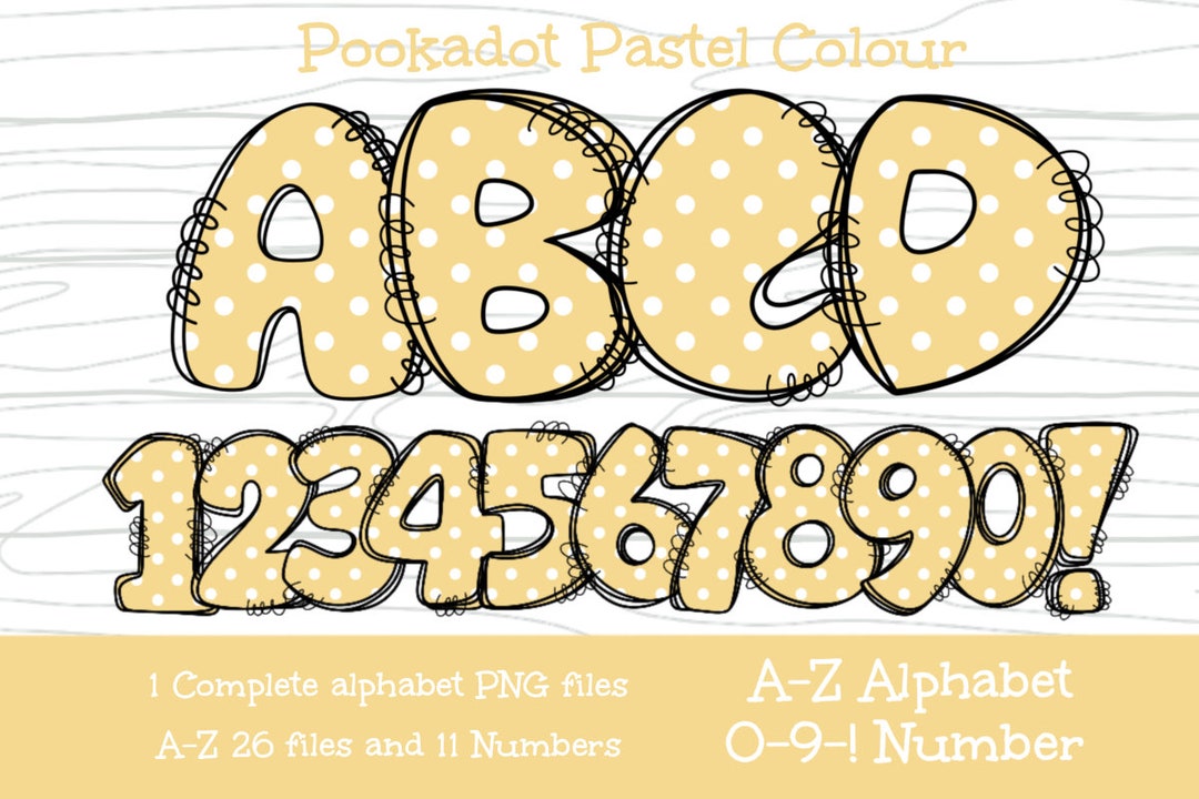 Alphabet Polkadot Yellow Ornament Set Valentine Day Doodle Letter ...
