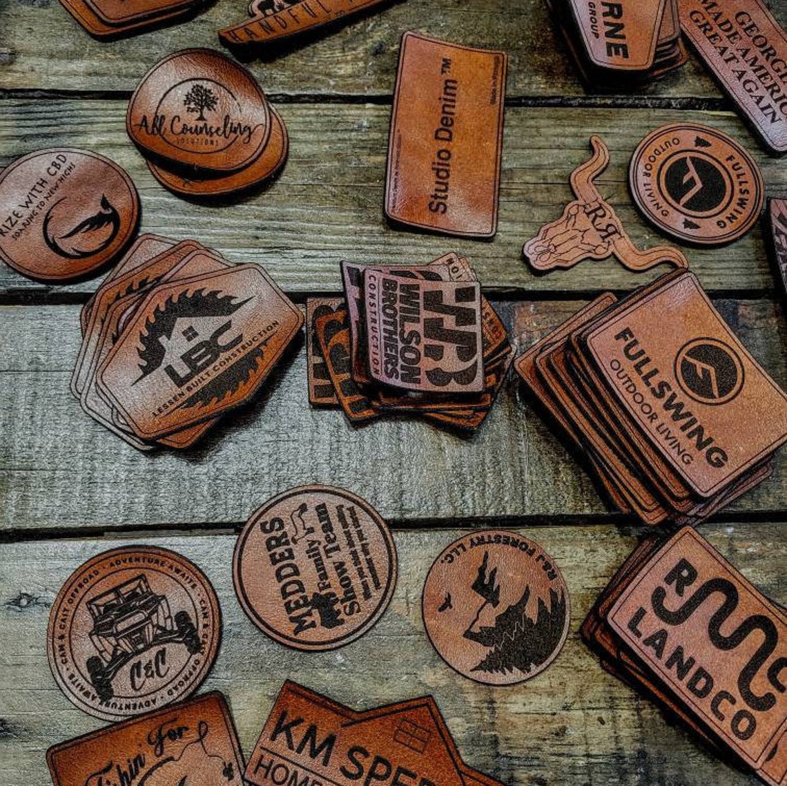 Custom Leather Patches Laser Engraved Genuine Leather | Etsy
