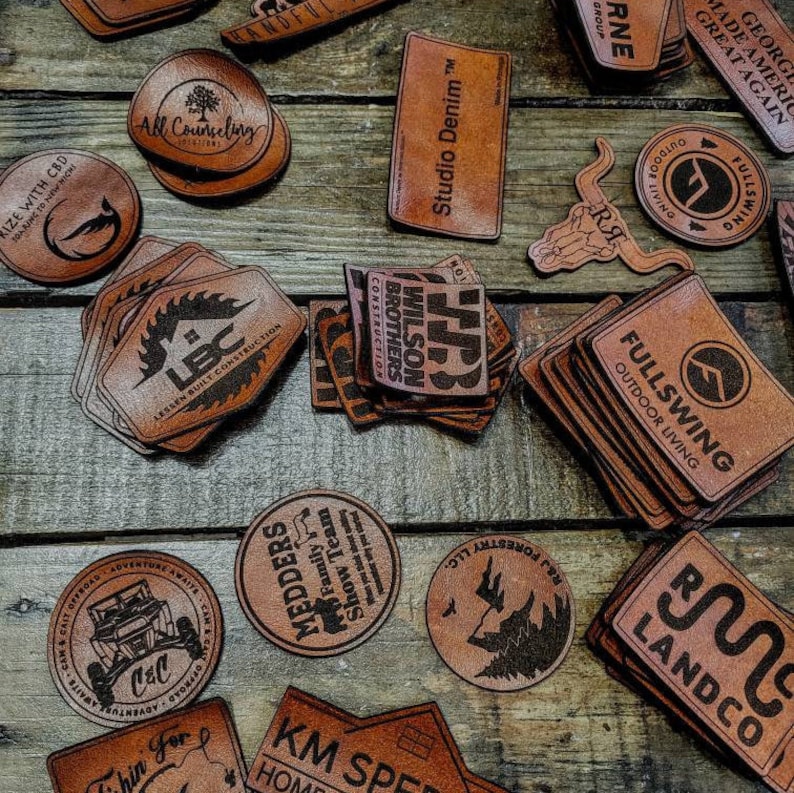 Custom Leather Patches Laser Engraved Genuine Leather | Etsy