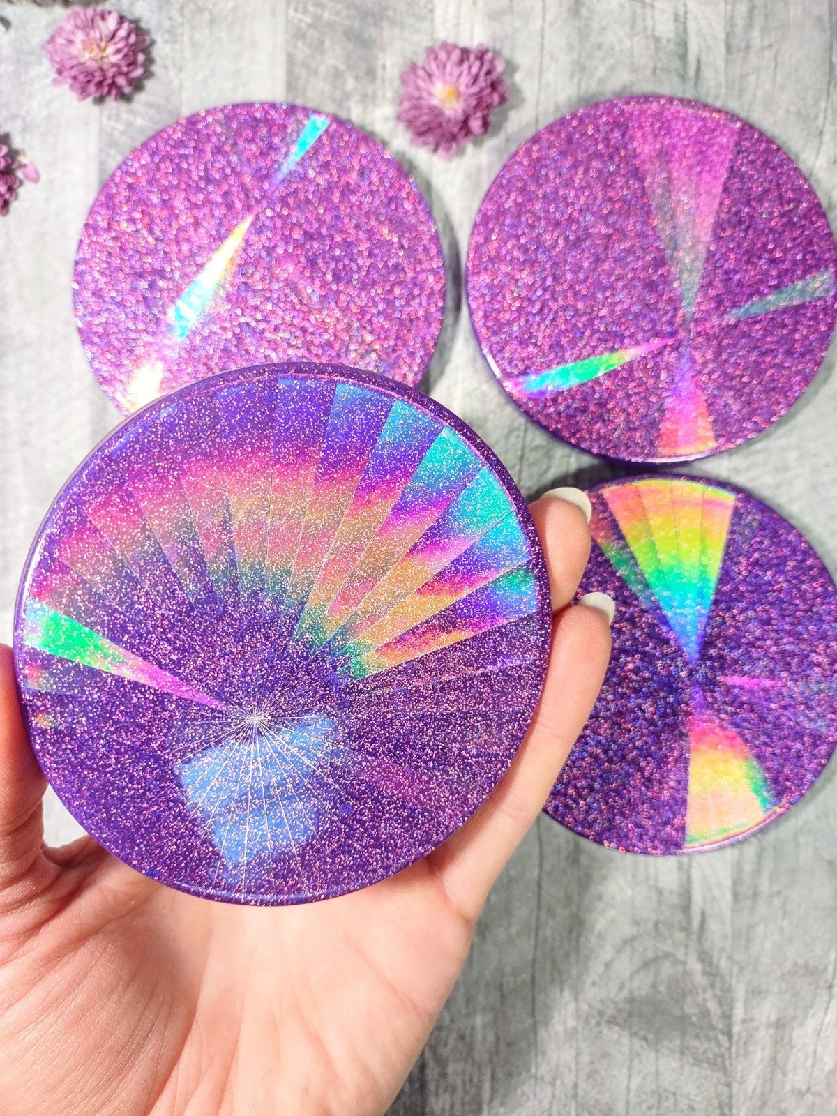 Kitchen & Dining Set of 4 Metallic Copper Gold Holographic Rainbow ...