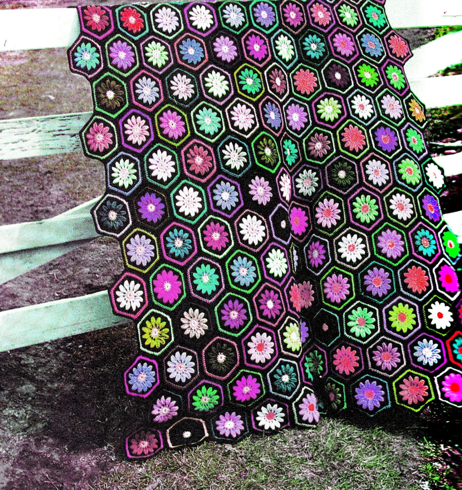 Vintage Crochet Pattern Hexagon Motif Afghan PDF Instant - Etsy