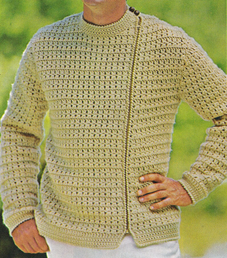 CROCHET PATTERN Vintage MENS Pattern Cardigan Jacket - Etsy