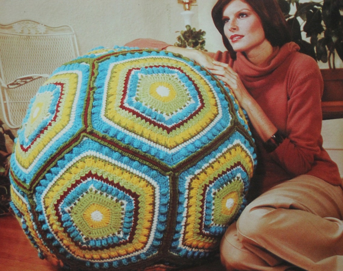 Vintage Foot Stool Crochet Pattern Decorative Pillow Floor - Etsy
